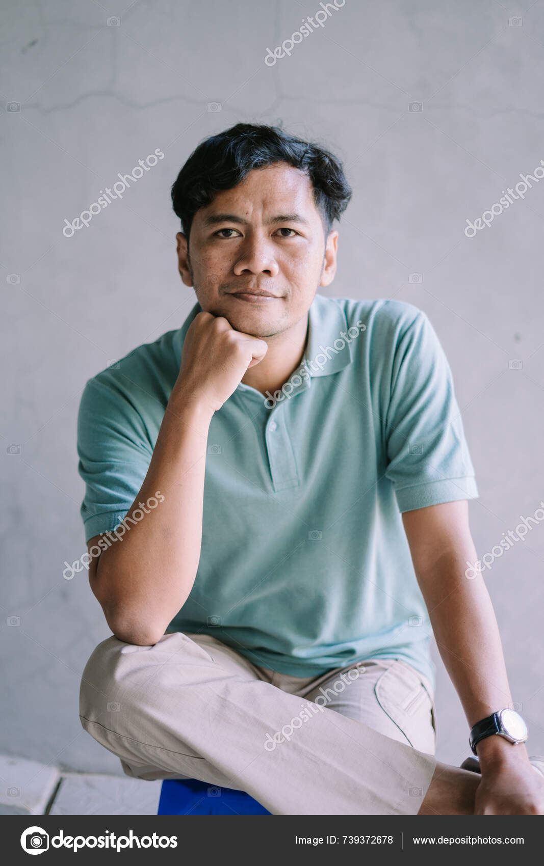 Southeast Asian Man Sweet Expression Looking Forward Capturing Moment ...