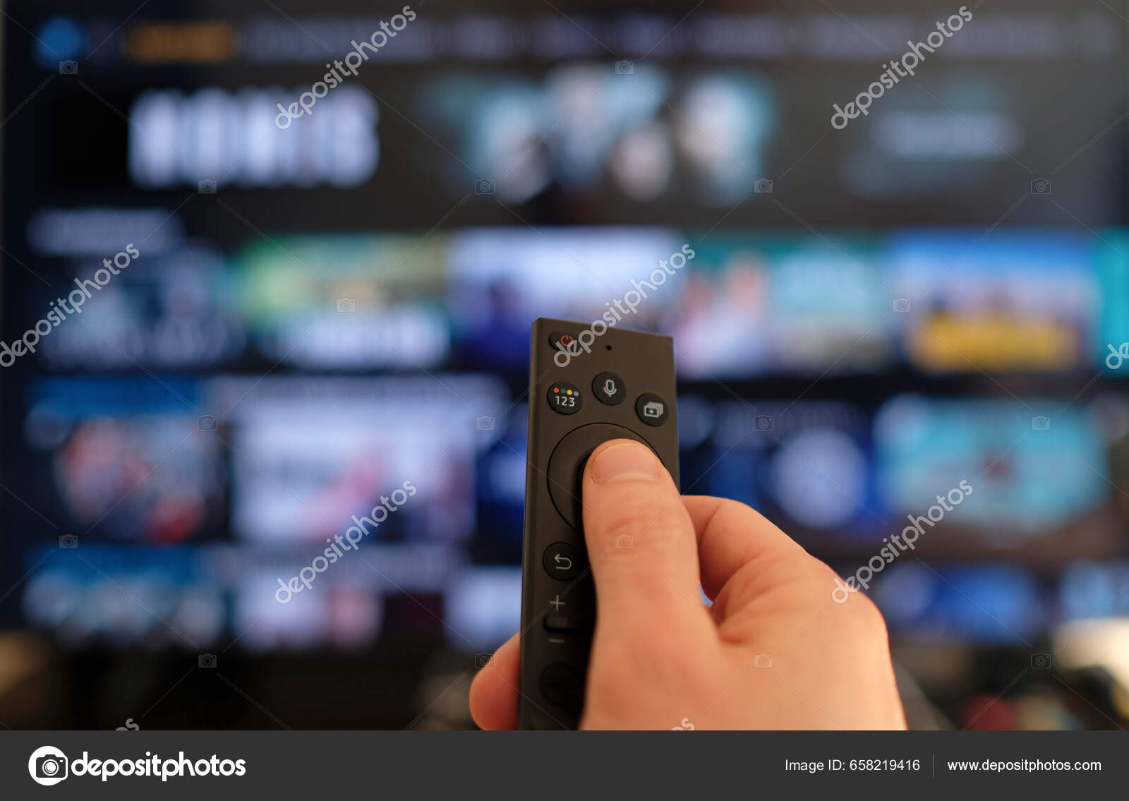 Remote Control Screen Binge Watching Favorite Show — Stock Photo ...