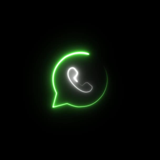 Whatsapp Animated Icon Transparent Background Neon Design Glowing Lines ...