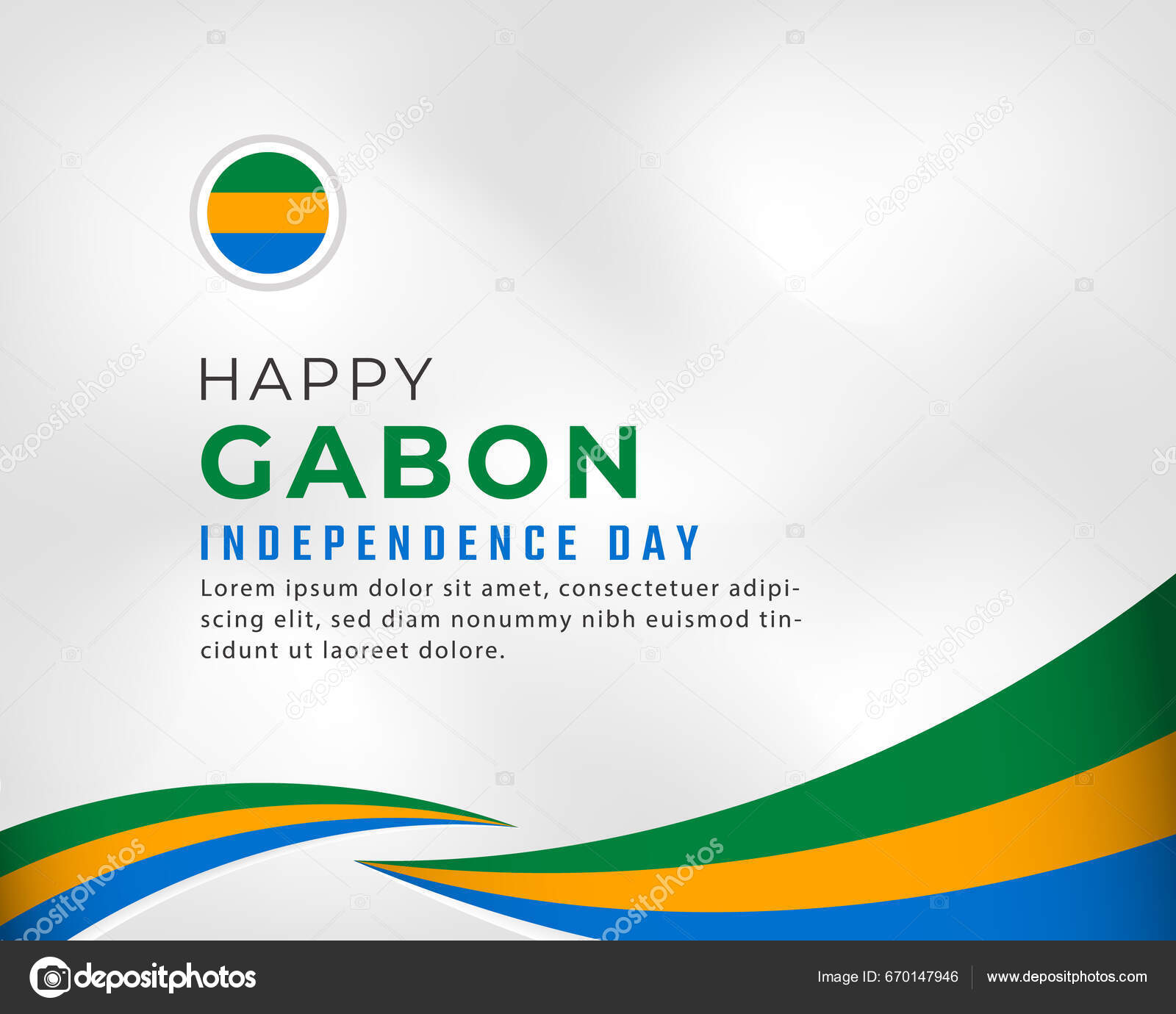 Happy Gabon Independence Day August 17Th Celebration Vector Design ...