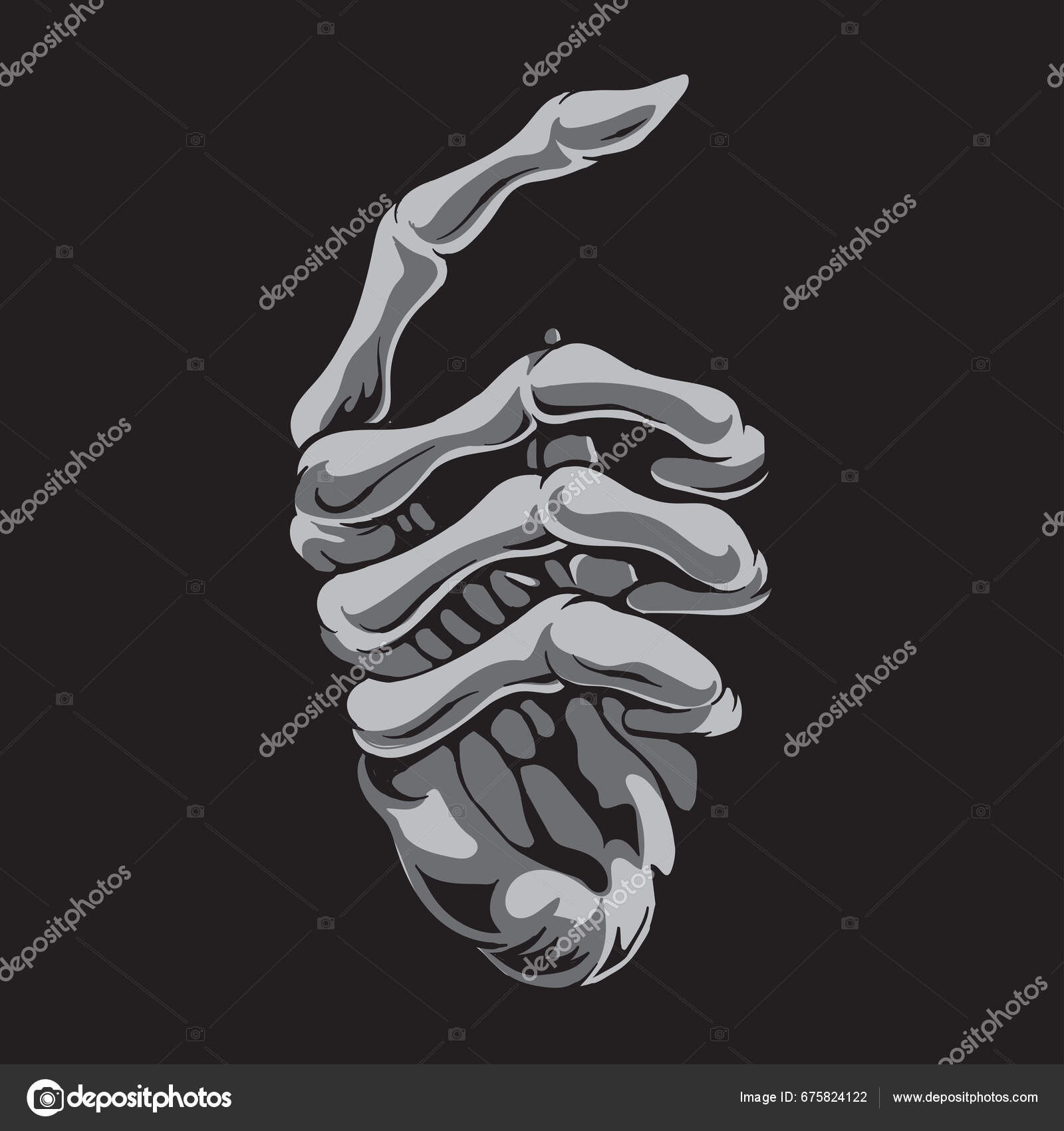 Vector Skeleton Hand Showing Gesture Gripping Illustration Isolated ...