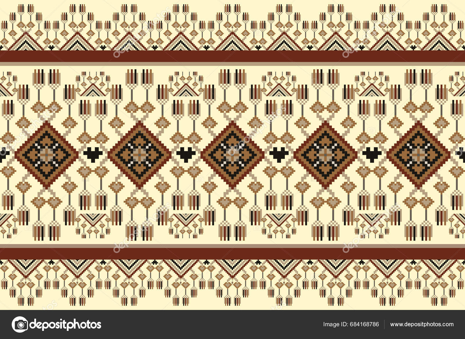 Pixel Pattern Ethnic Design Squares Connected Each Other Yellow Brown ...