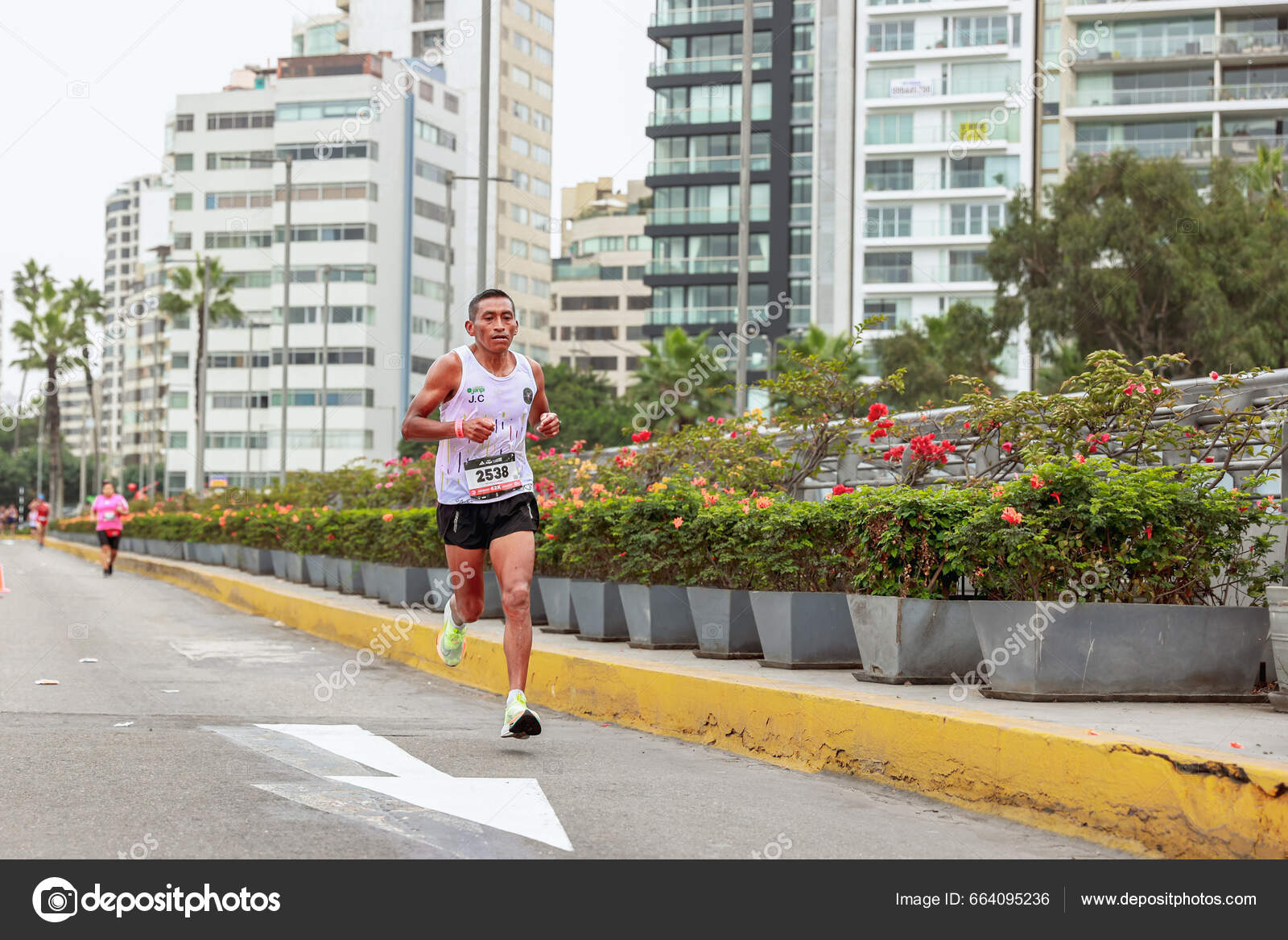 Athletes Compete Lima Marathon 42K 2023 Running Road Lima Peru — Stock ...