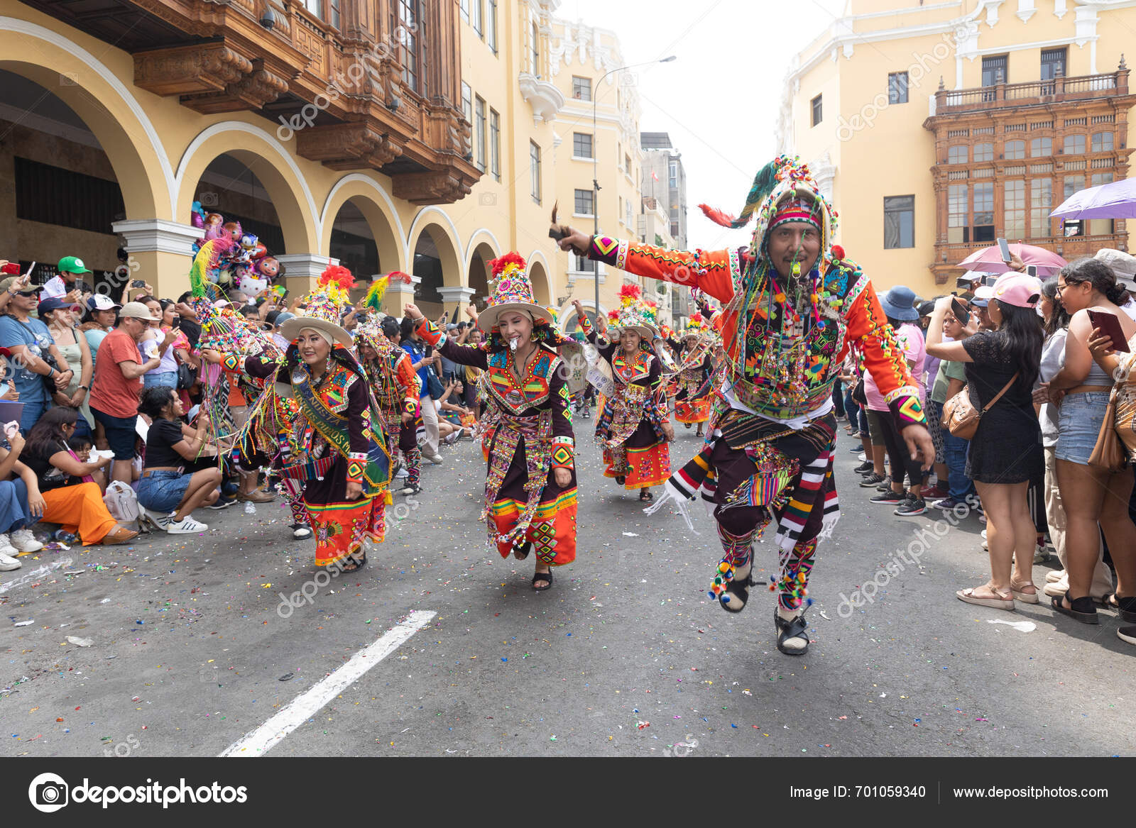 February 2024 Lima Peru Dancers Music Bands Parade Festivity Virgin ...