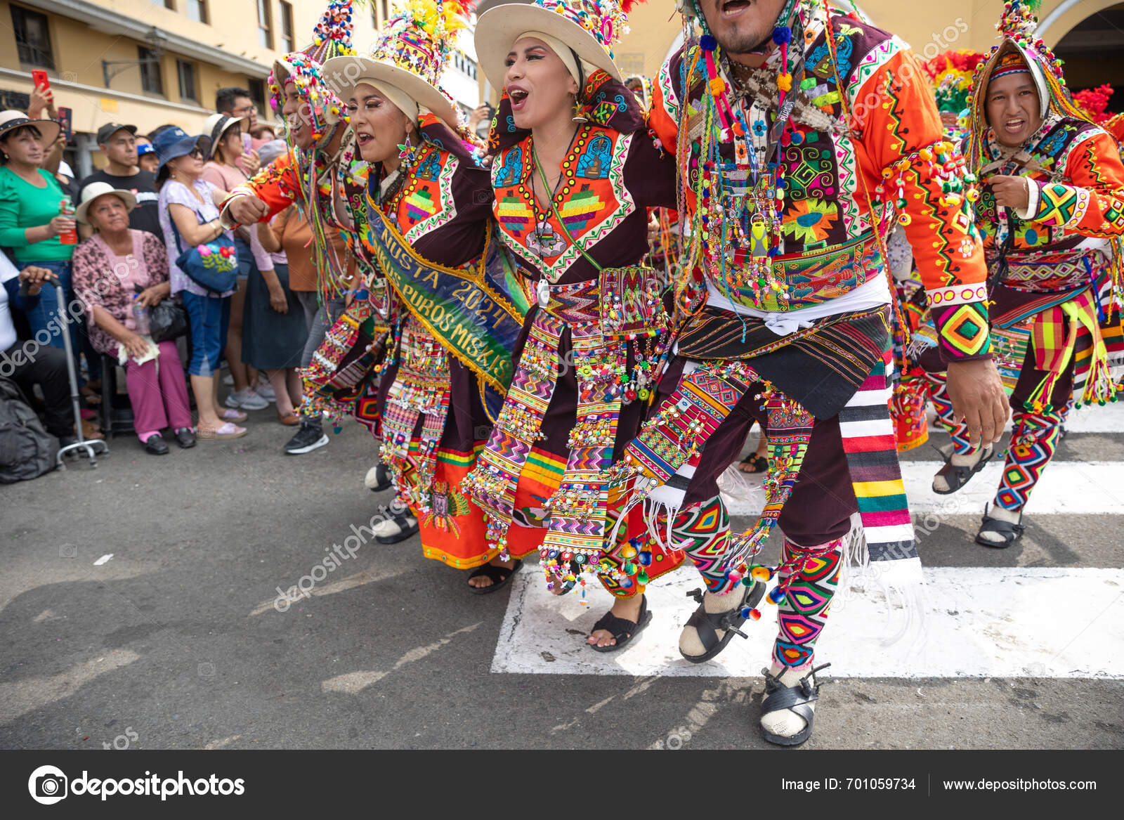 February 2024 Lima Peru Dancers Music Bands Parade Festivity Virgin ...