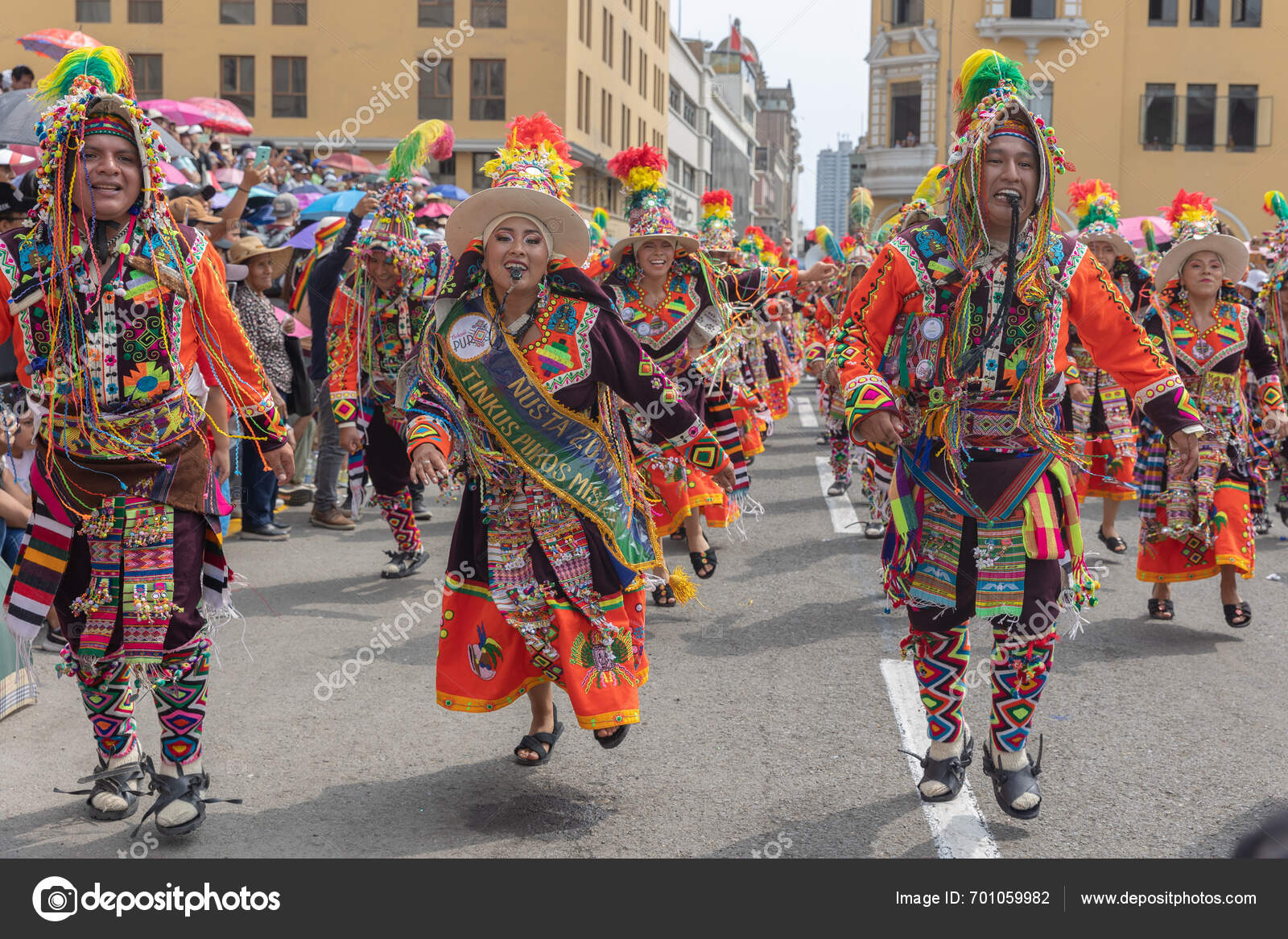 February 2024 Lima Peru Dancers Music Bands Parade Festivity Virgin ...