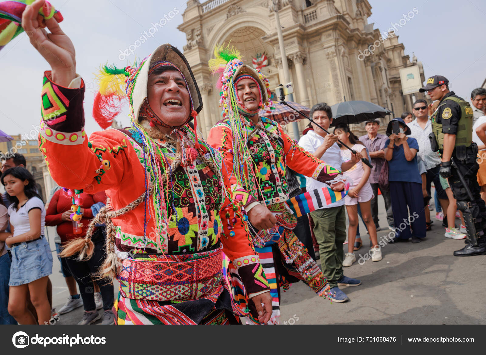 February 2024 Lima Peru Dancers Music Bands Parade Festivity Virgin ...