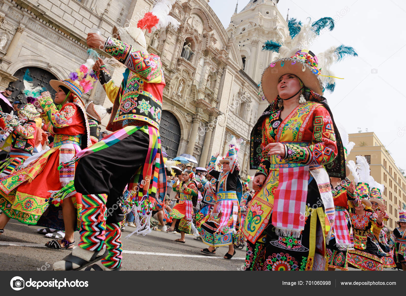 February 2024 Lima Peru Dancers Music Bands Parade Festivity Virgin ...