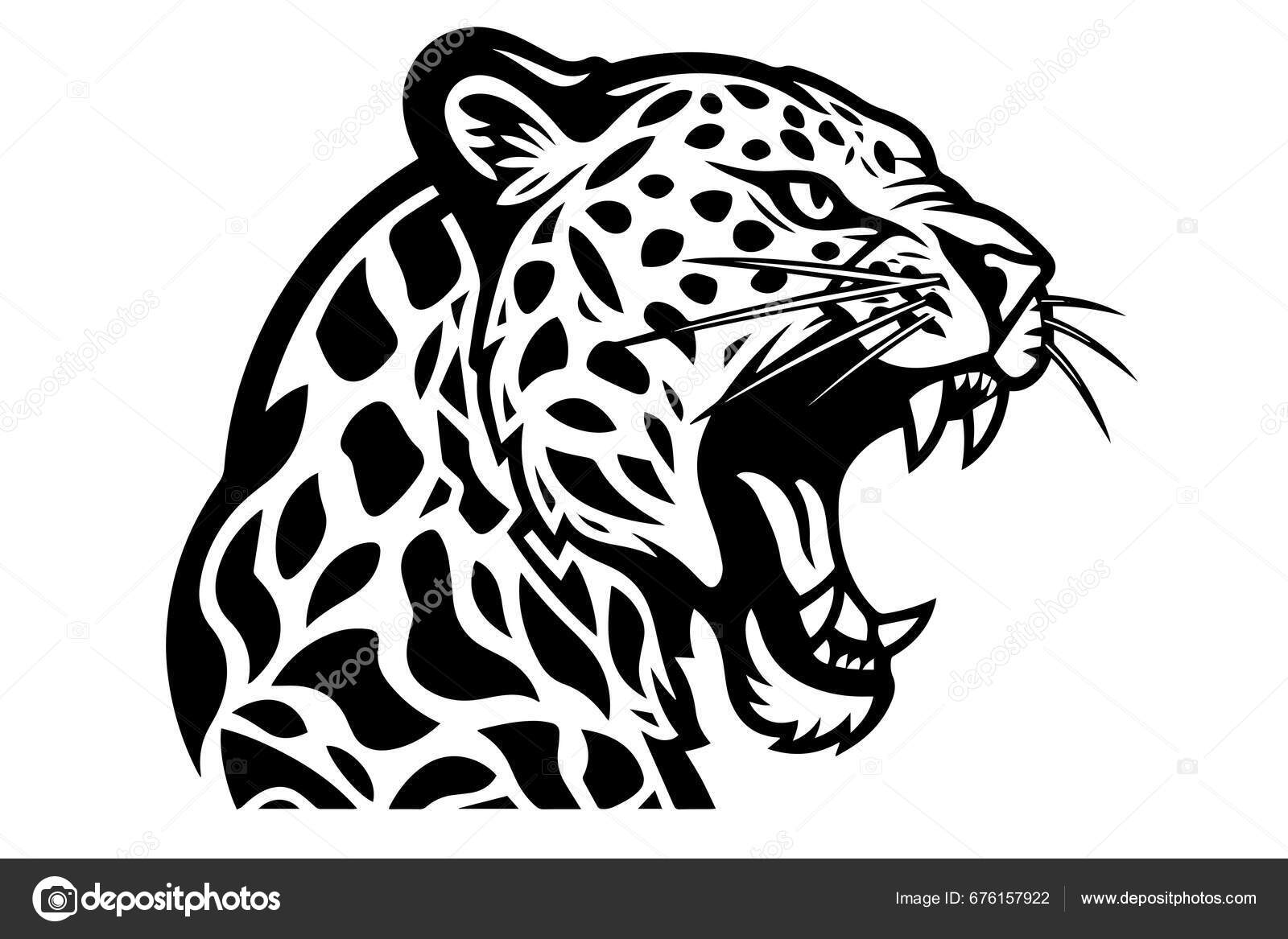 Leopard Head Logotype Mascot Hand Drawn Ink Sketch Engraving Style ...