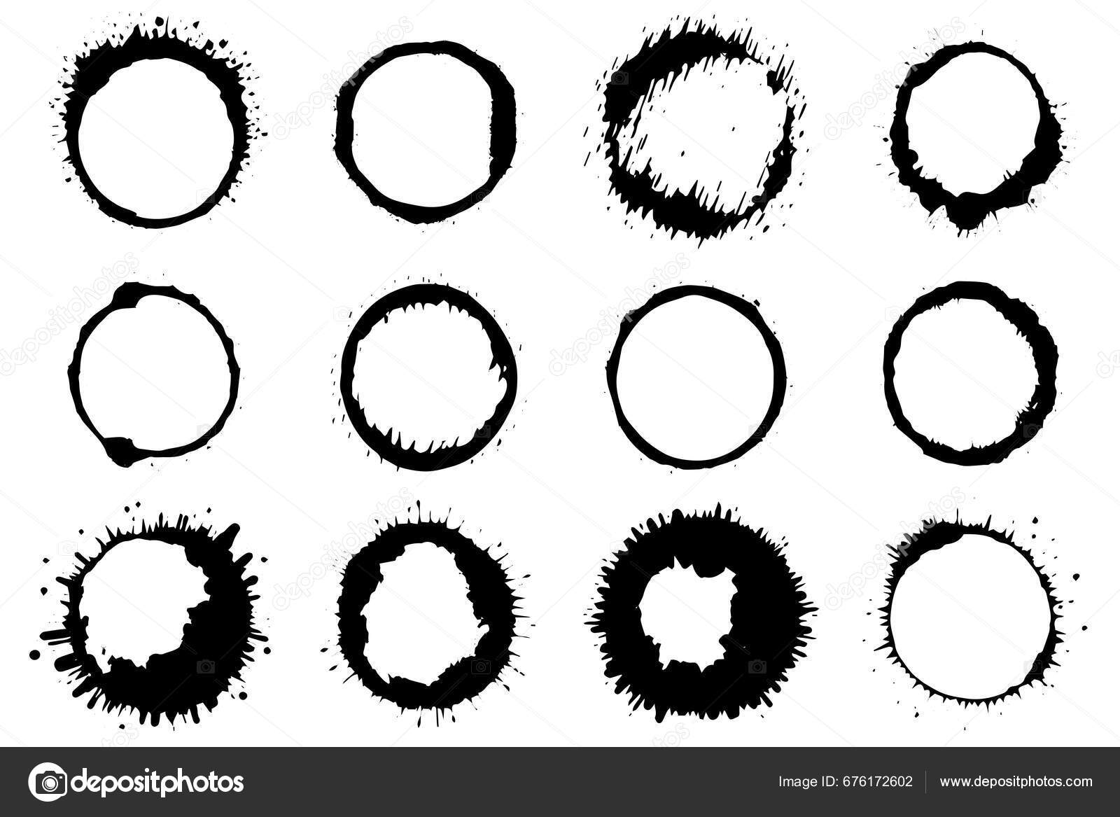 Black Shapes Wine Circle Coffee Ring Stains Dirty Splashes Spots Stock ...