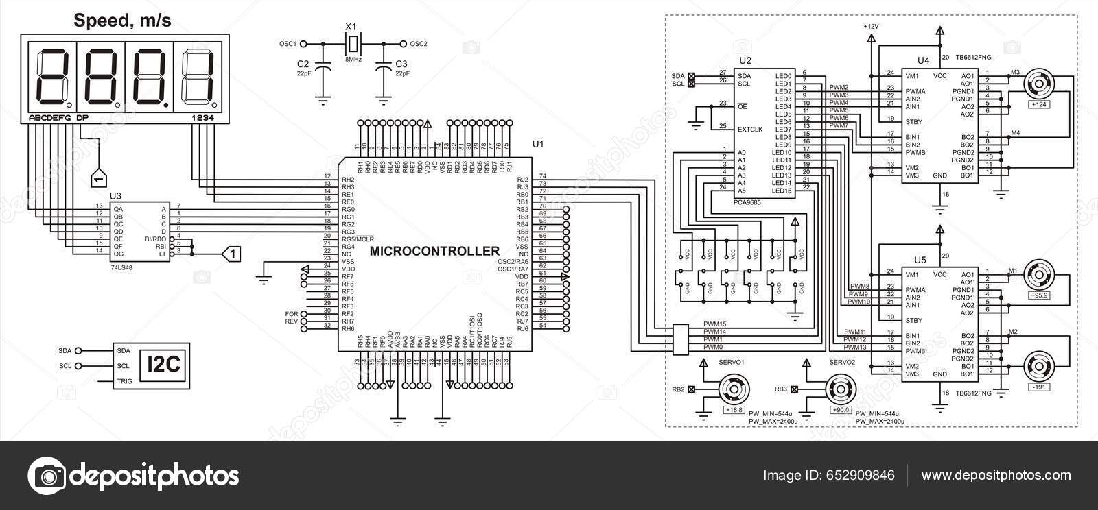 Schéma Dispositif Électronique Avec Moteur Fonctionnant Sous Contrôle D ...