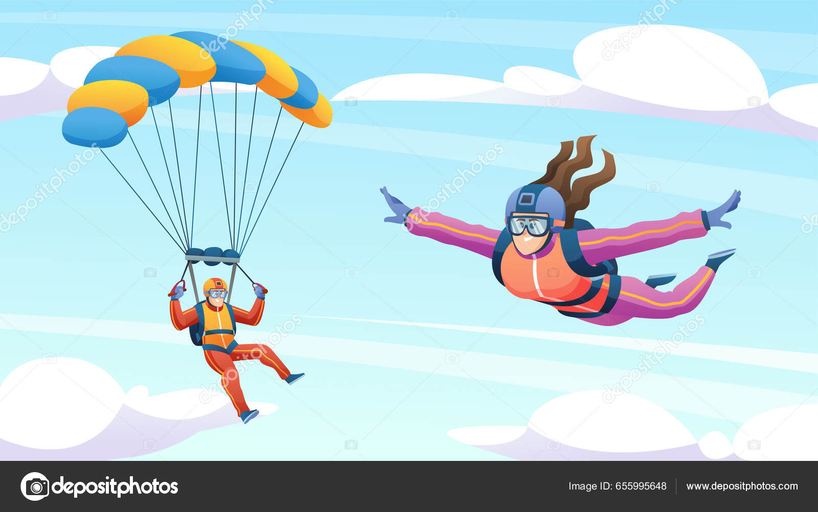 Skydiver Jumping From Plane Clipart
