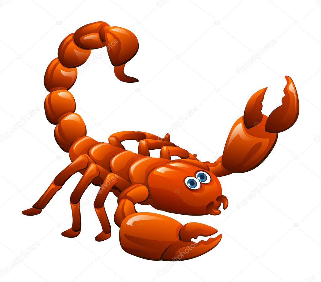 Bonita Ilustración Dibujos Animados Escorpión Aislado Sobre Fondo ...
