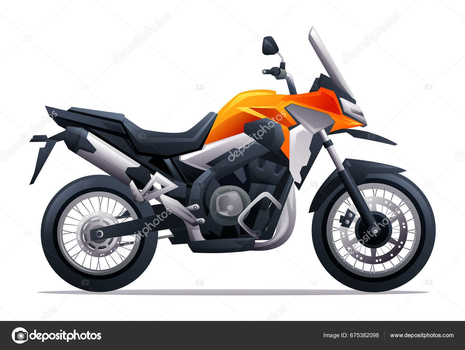 Adventure Motorcycle Vector Cartoon Illustration Isolated White ...