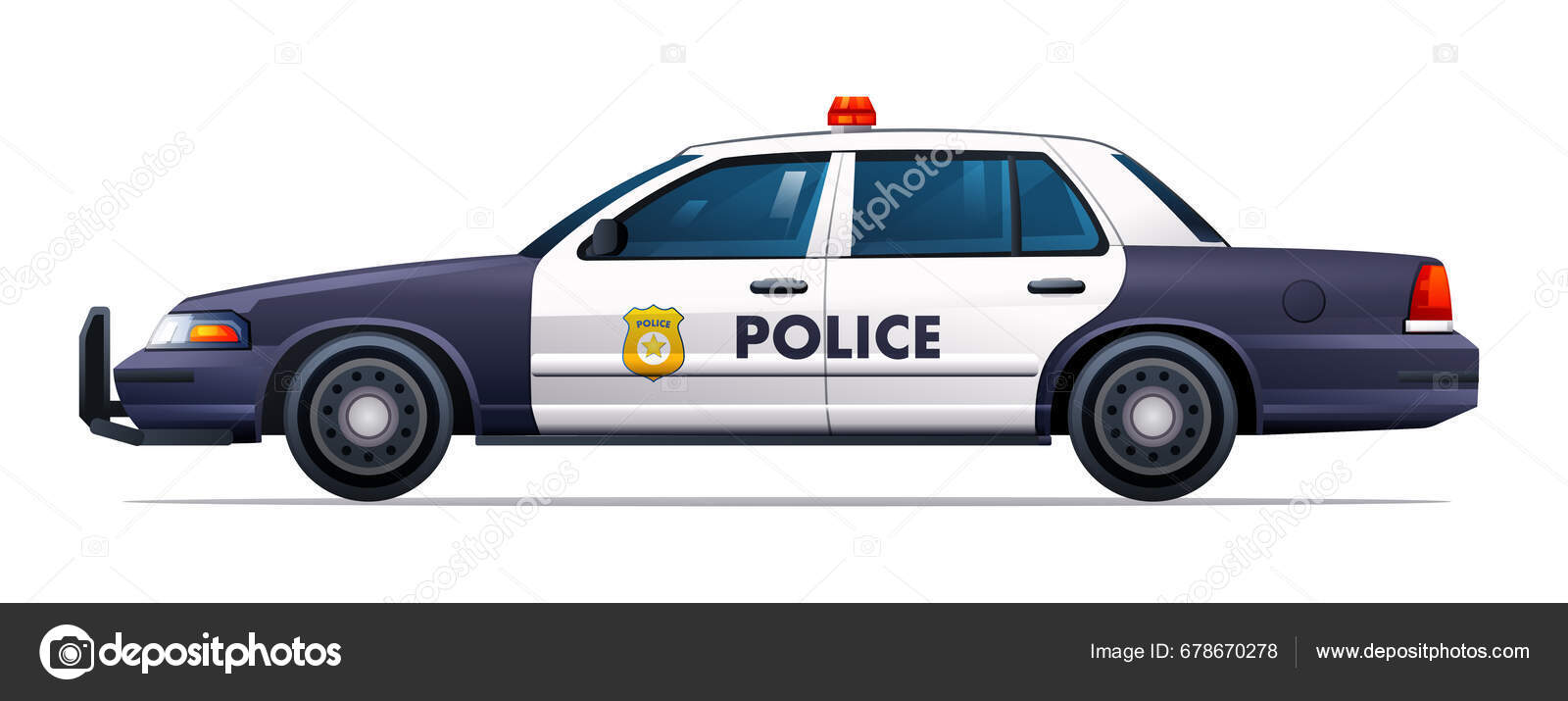 Police Car Side View Vector Illustration City Patrol Official Vehicle ...