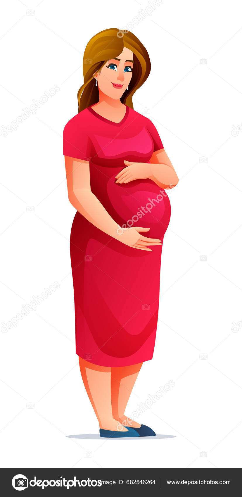 Mujer Embarazada Abrazándose Vientre Dibujos Animados Vectoriales ...