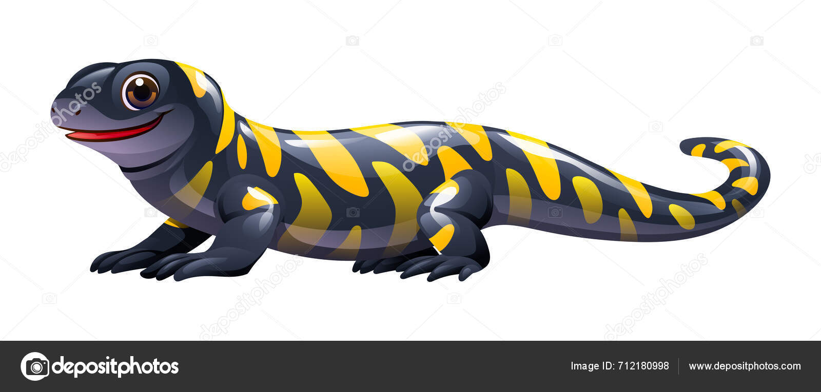 Cute Salamander Cartoon Illustration Vector Reptile Isolated White ...