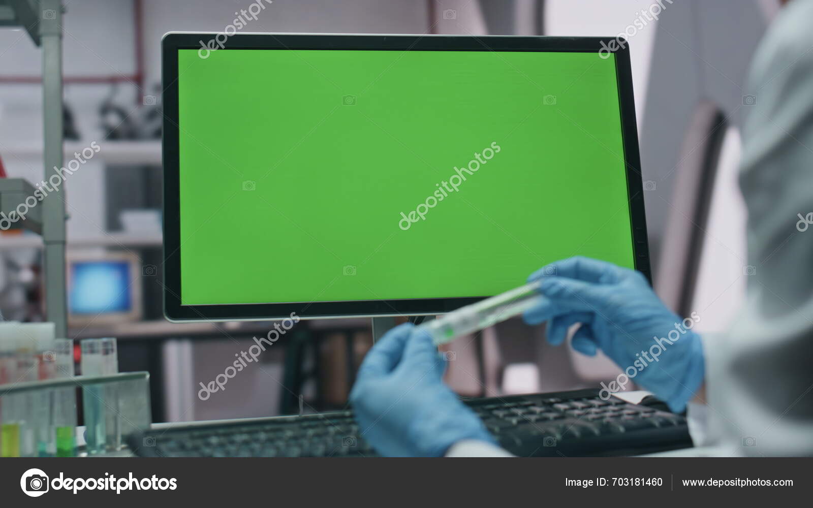 Chemist Working Chroma Key Monitor Advanced Laboratory Close ...