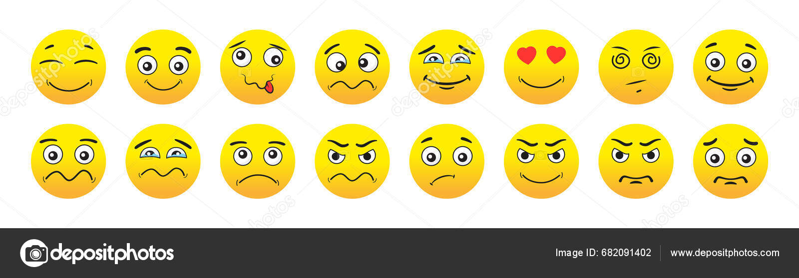 Emoji Dos Desenhos Animados Conjunto Ícones Símile Emoticon imagem ...