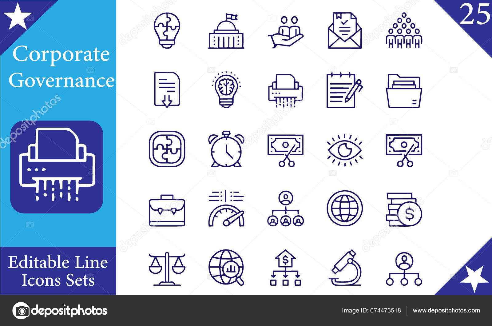 Set Thin Line Corporate Governance Icons Vector Illustration Stock Vector by ©mounirchfira170 ...