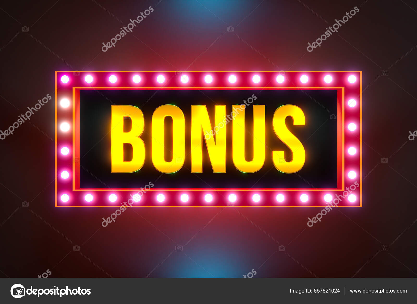 Bonus Extra Payment Extra Game Golden Letters Framed Illuminated Light ...