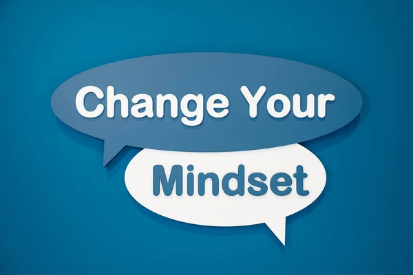 Change your mindset. Speech bubble in blue and white. Advice, mindset ...