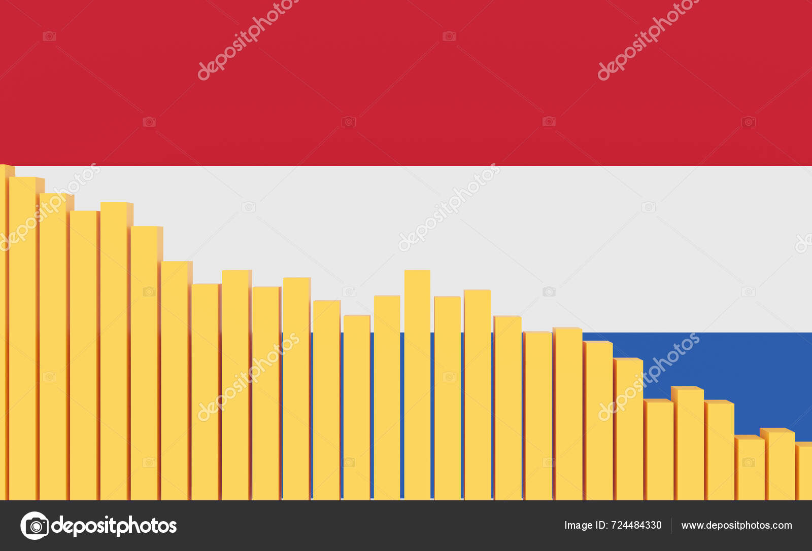 Netherlands Sinking Bar Chart Dutch Flag Weak Economy Recession ...