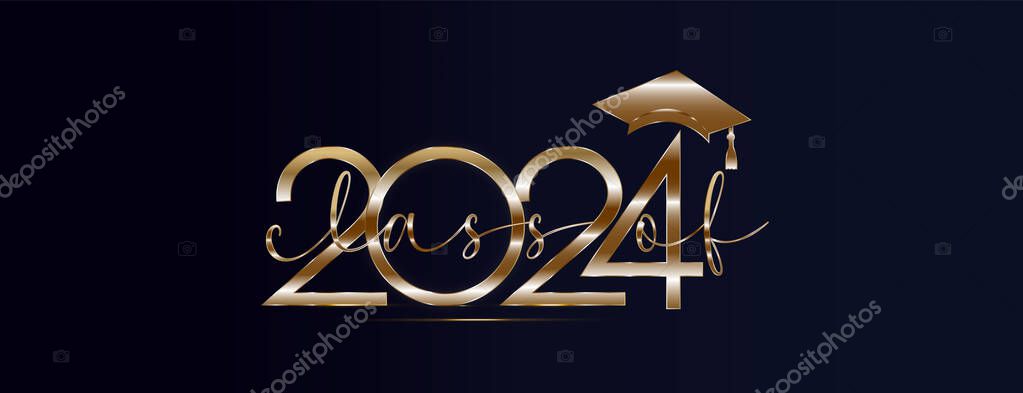 Clase de 2024 Felicidades Letras de graduación con tapa académica 2024