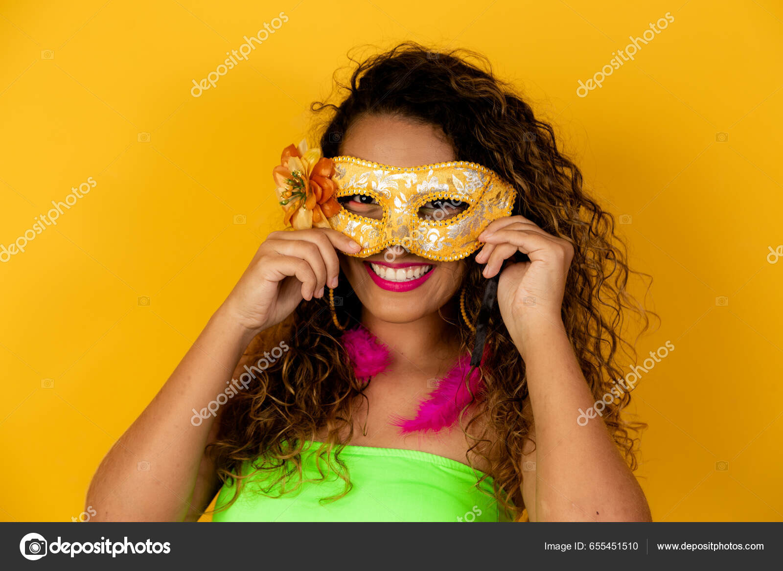 Beautiful Woman Dressed Carnival Night Afro Woman Carnival Makeup ...