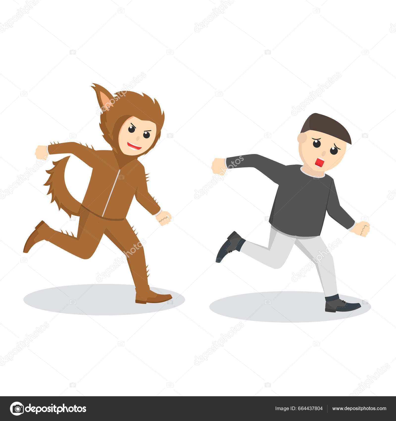 Werewolf Chasing Man Design Character White Background Stock Vector by ...
