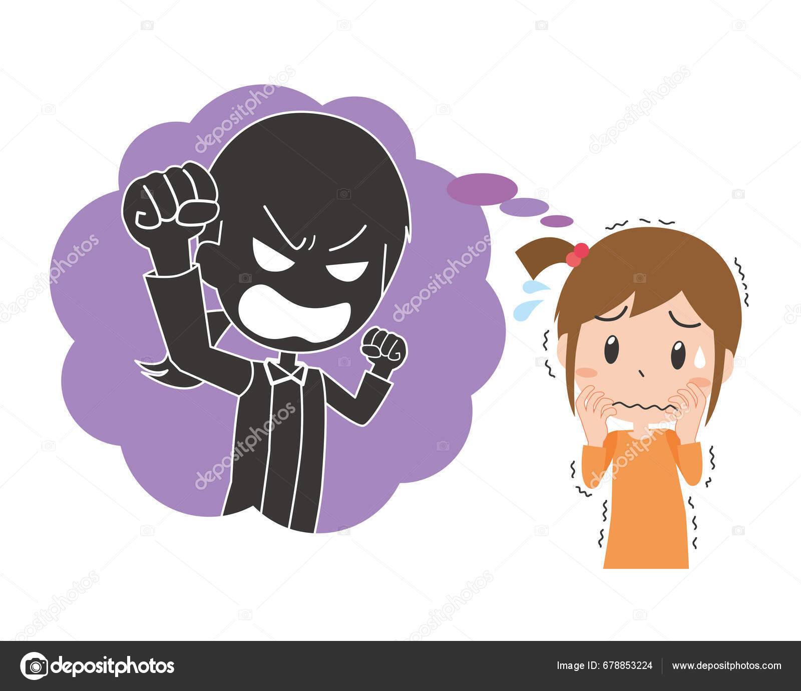 Scared Girl Angry Mother Stock Vector by ©nao701030455 678853224