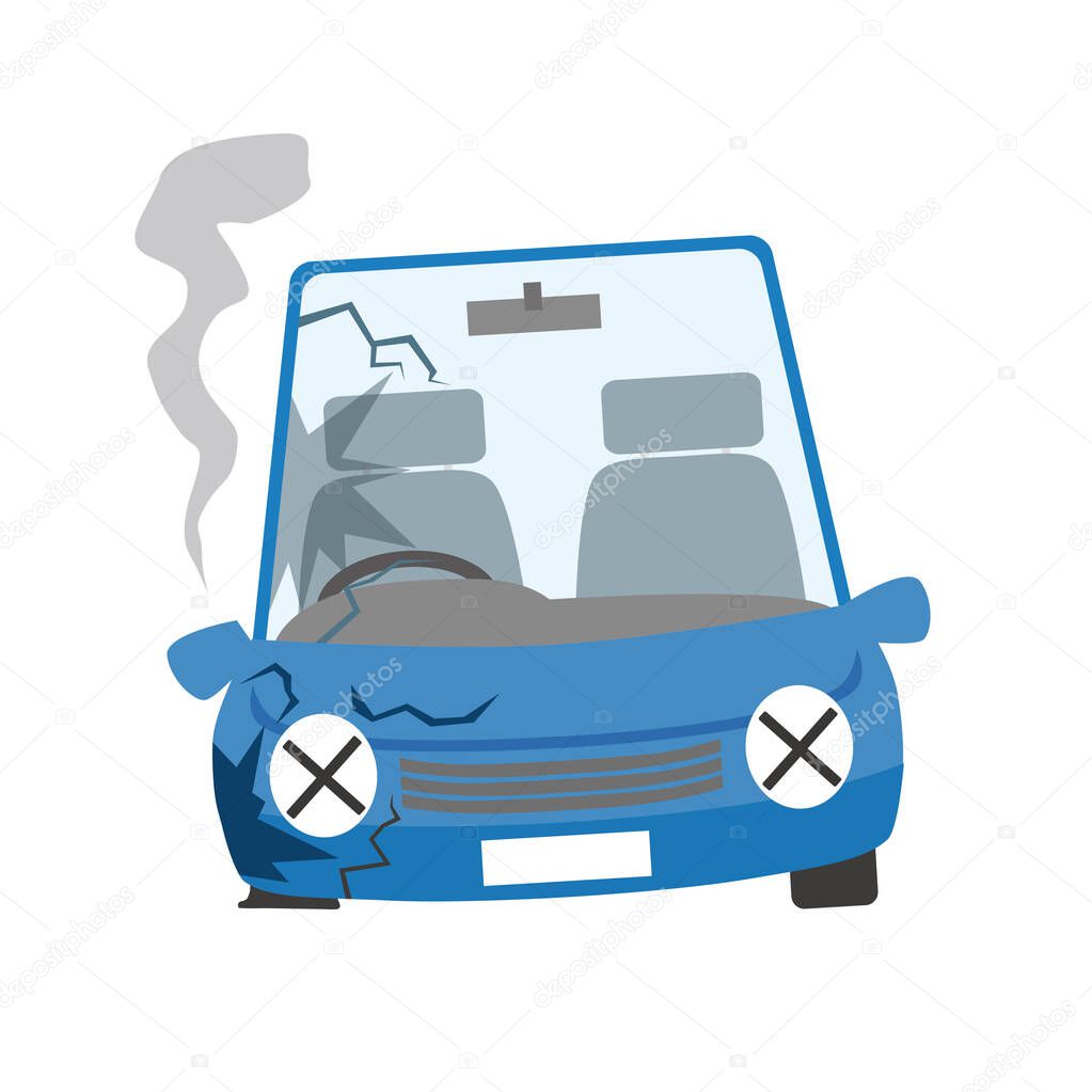 Ilustración de un vehículo roto en un accidente de tráfico 2023