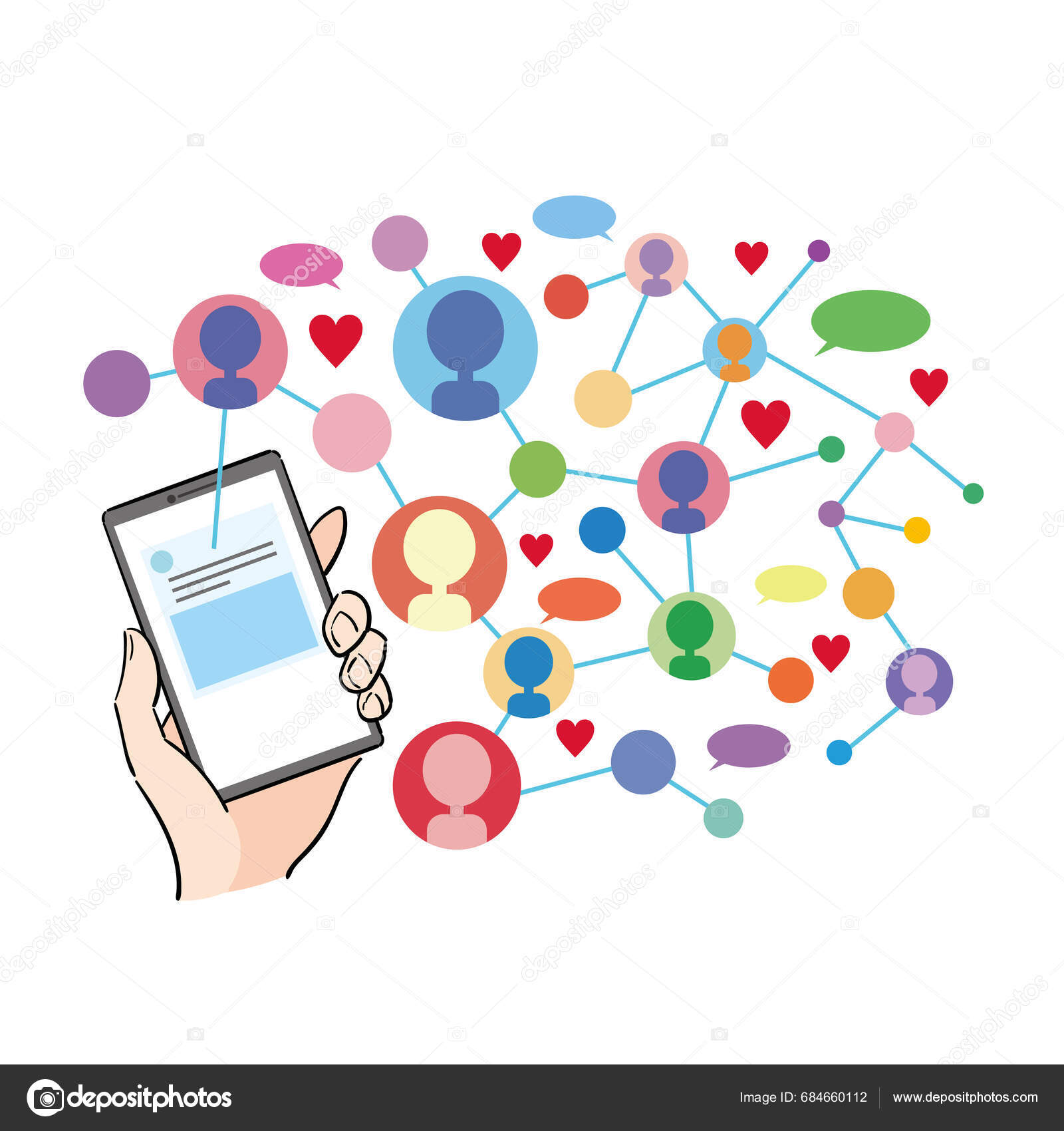 Image Expanding Connections Smartphones Sns Transmissions Stock Vector ...