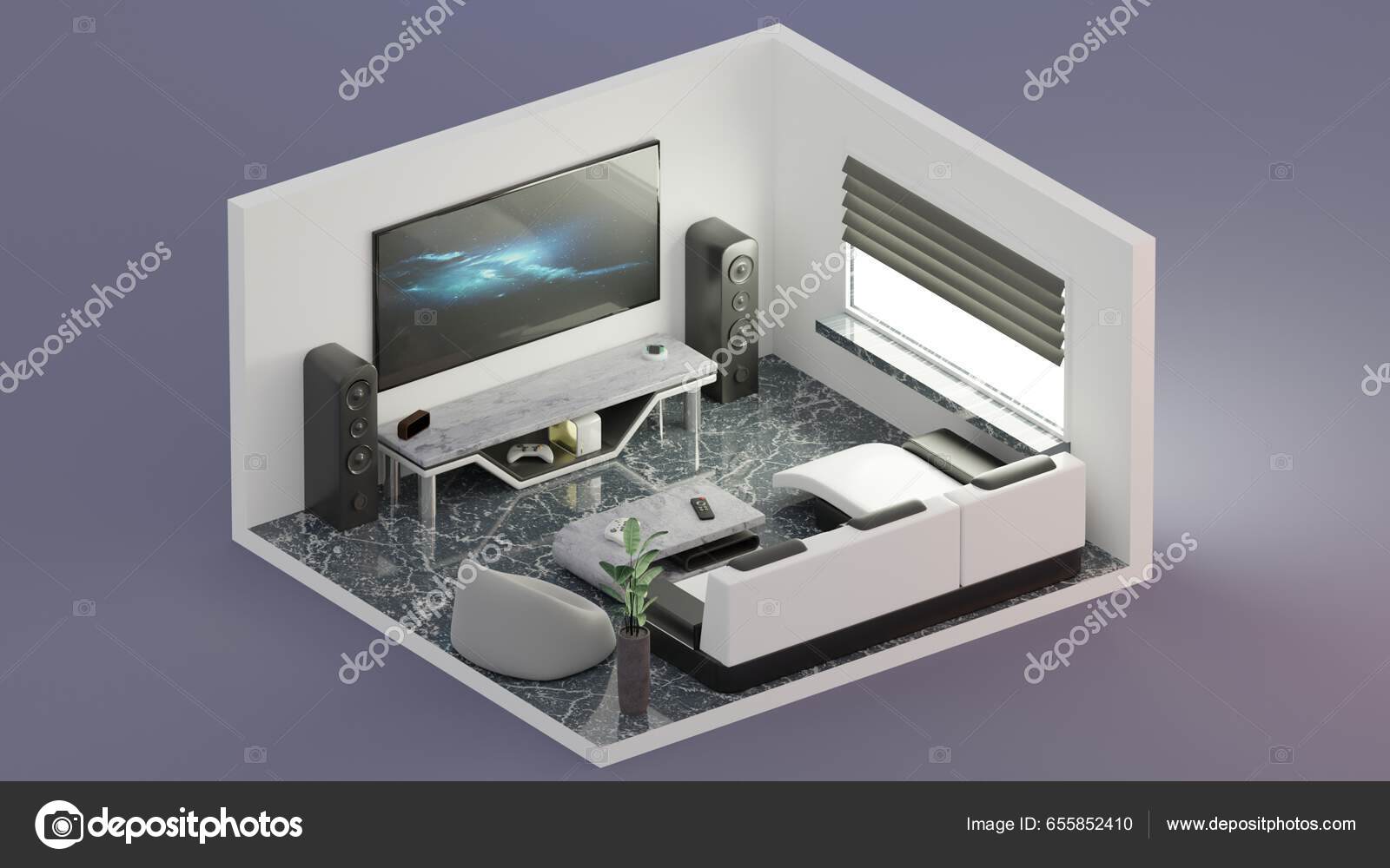 Gaming Room Interior Isometric Design Stock Photo by ©MariaO97 655852410