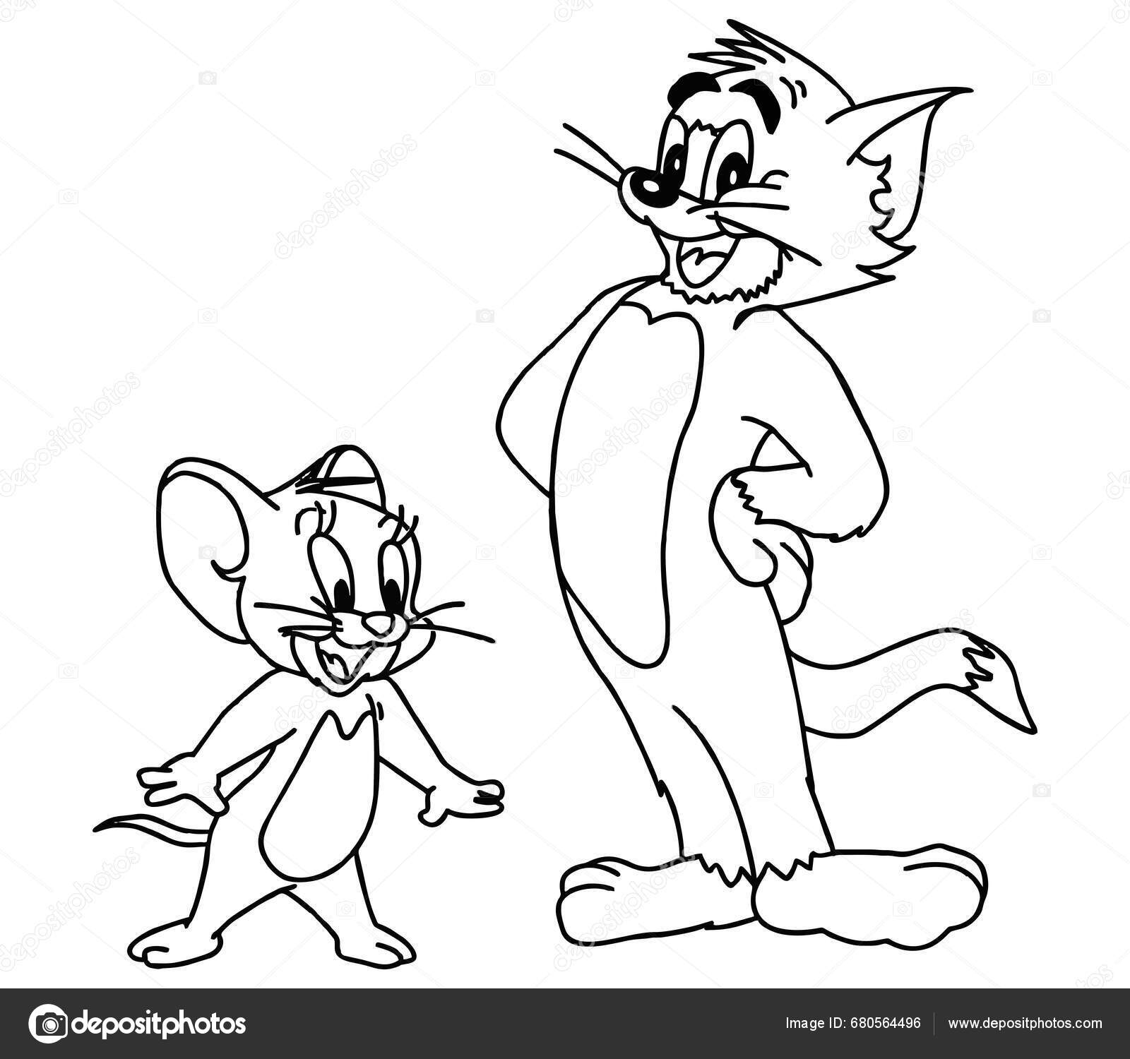 Kartun Kucing Dan Mous Dalam Kartun Tom Dan Halaman Mewarnai Vektor ...
