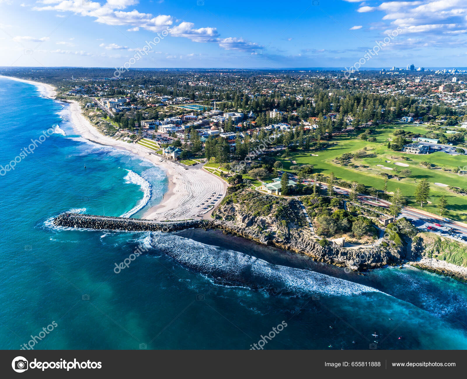 Aerial Top View Beach Clear Blue Water Ocean Waves Beach Stock Photo by ...