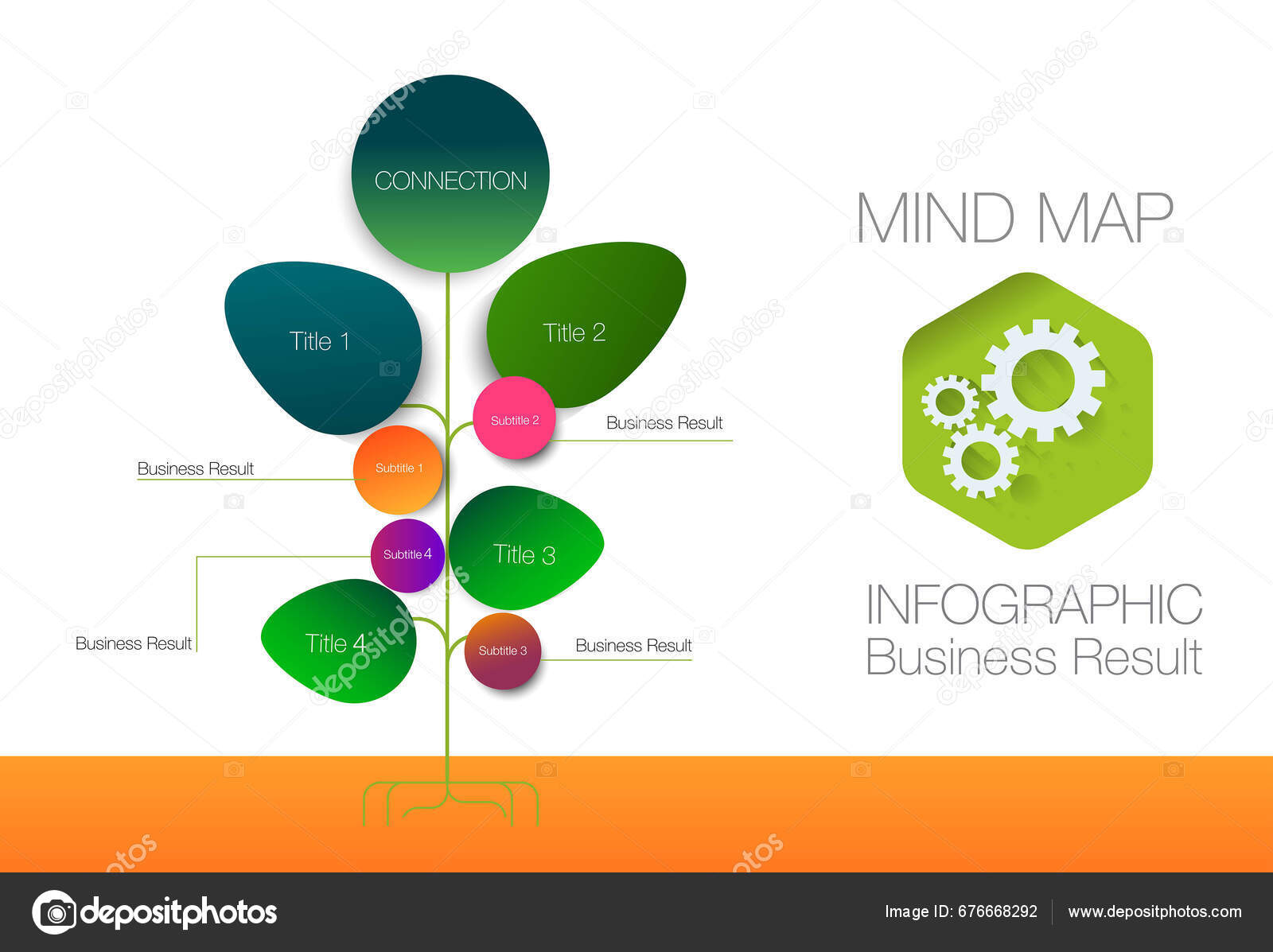 Árbol Forma Mapa Mental Infografía Conexión Tabla Gráficos Para Marco ...
