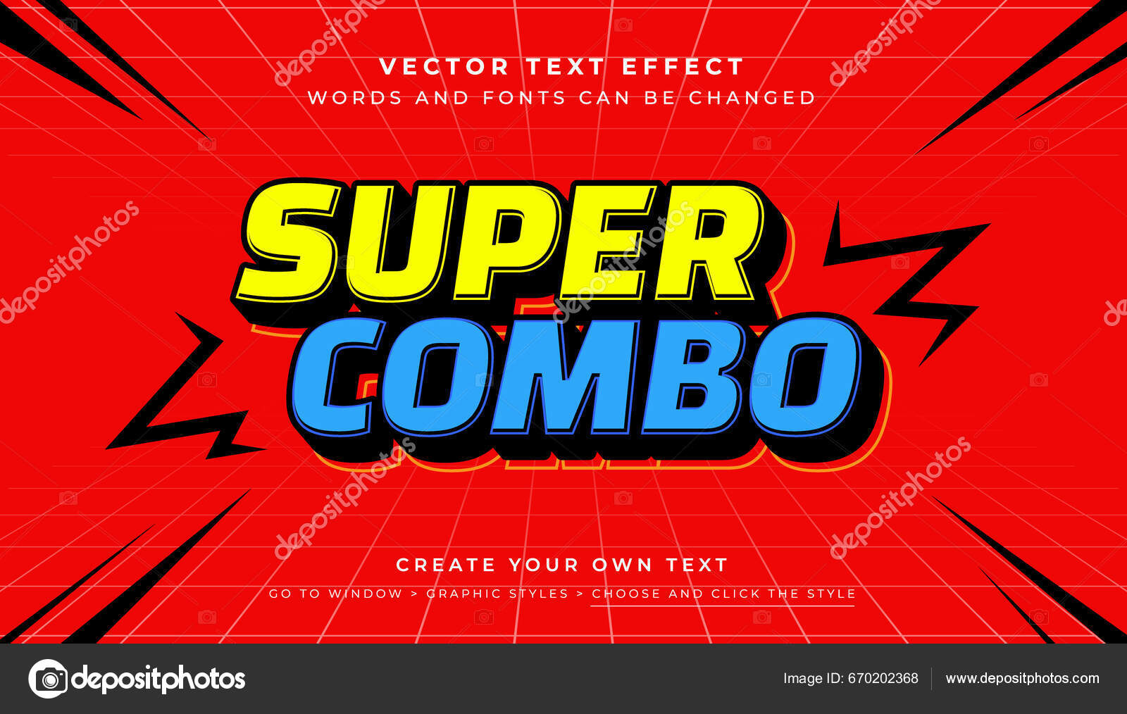 Efecto Texto Súper Combo Editable Vectorial Estilo Gráfico Tipografía ...