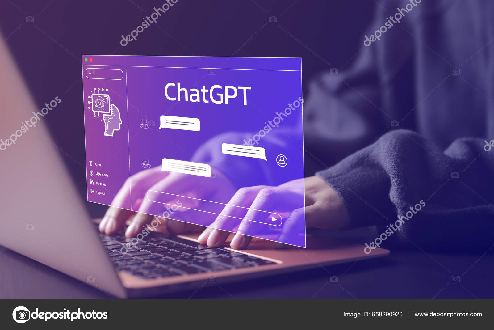 Chatgpt Chat Artificial Intelligence Technology Woman Using Laptop ...