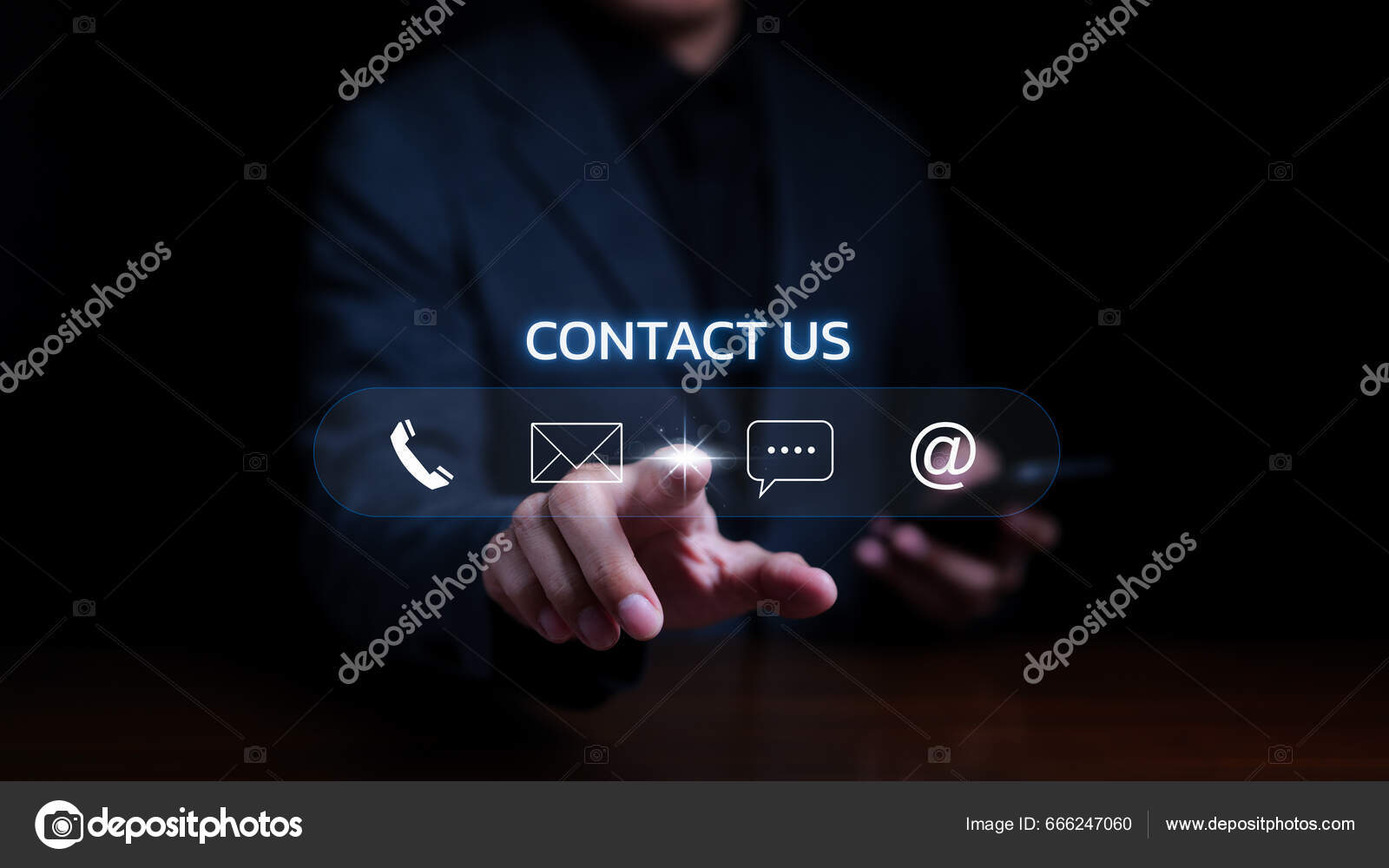 Contact Customer Support Hotline People Connect Businessman Using ...