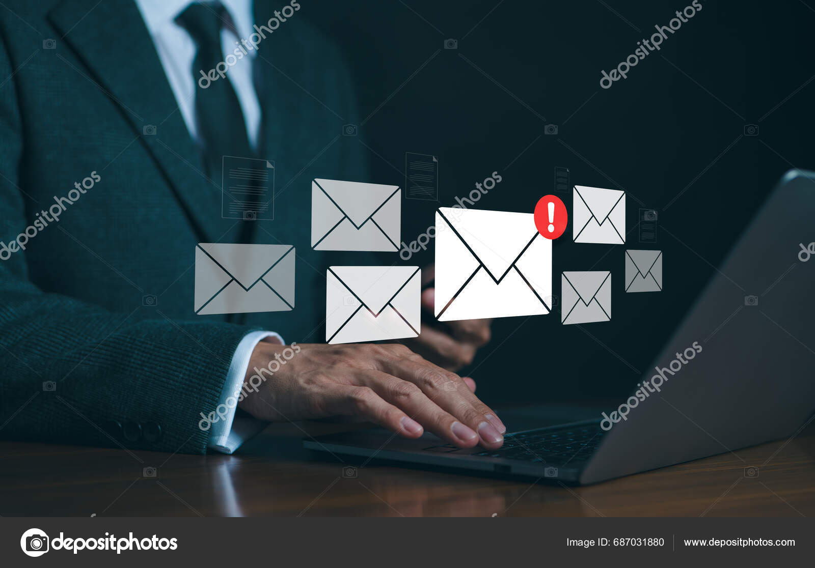 Spam Mail Phishing Email Cyber Security Concept Businessman Checking ...