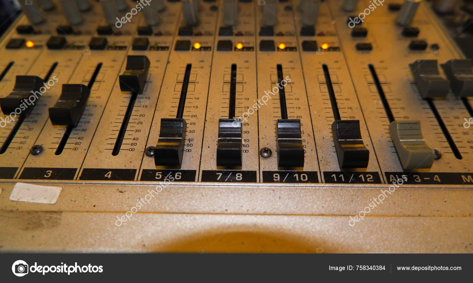 Close Analog Audio Mixer Featuring Faders Knobs Channel Strips Mixer ...