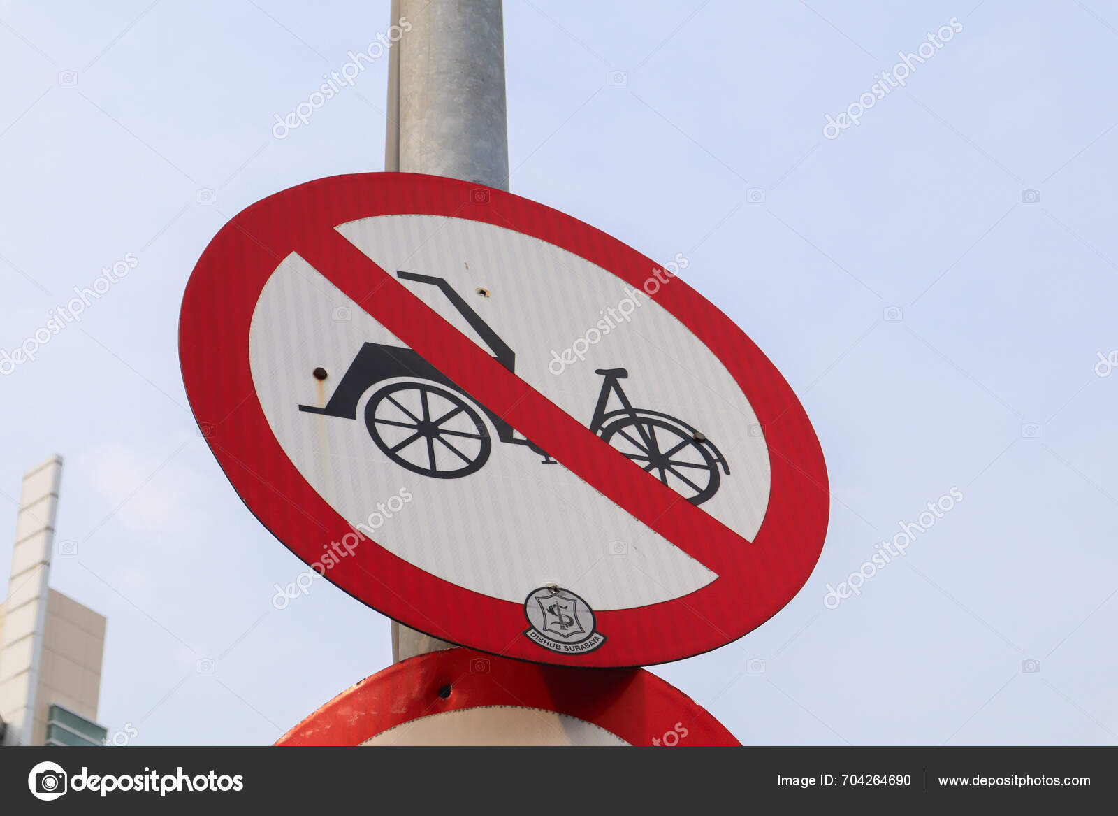 Traffic Sign Indicating Rickshaw Tricycles Prohibited Crossing Road ...