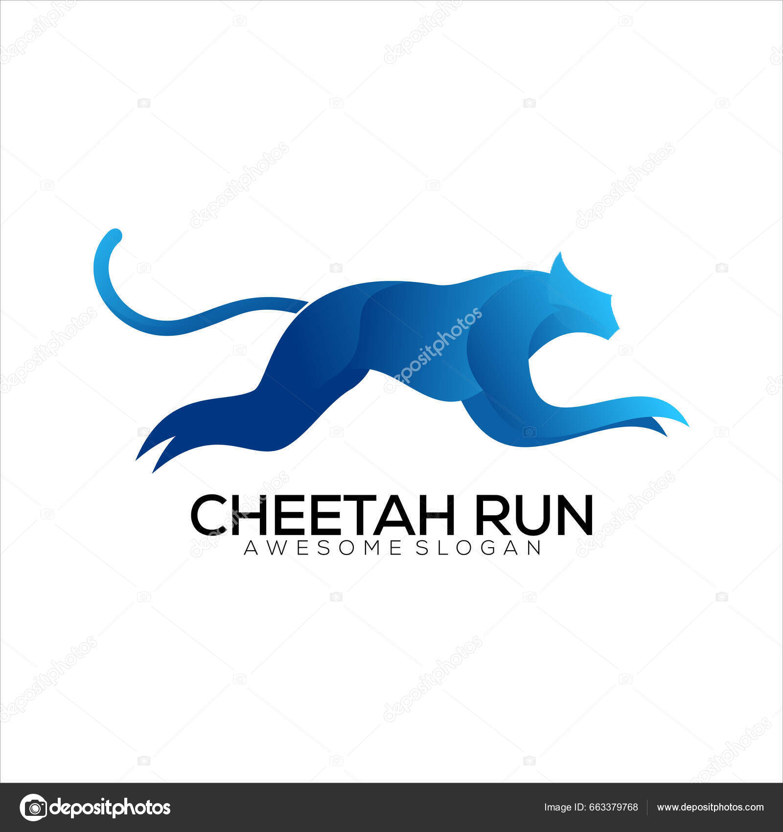 Cheetah Run Logo Design Gradient Colorful Stock Vector by ...