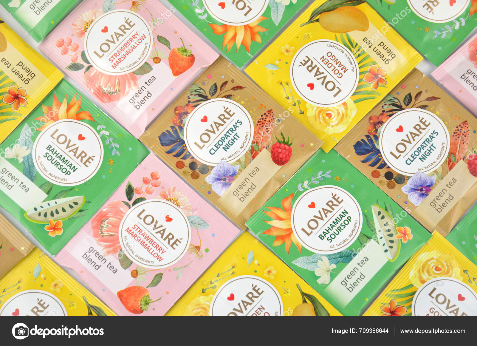 Kharkiv Ukraine March 2024 Lovare Green Bagged Tea Strawberry ...