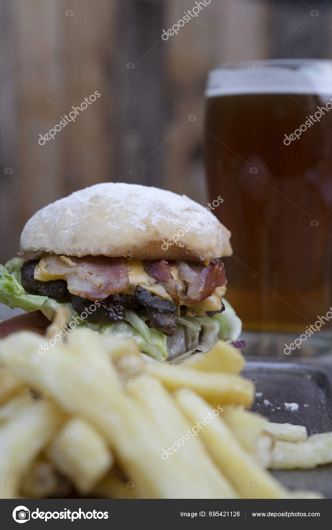 View Traditional Burger Bread Bacon Cheddar Cheese Lettuce Tomato ...