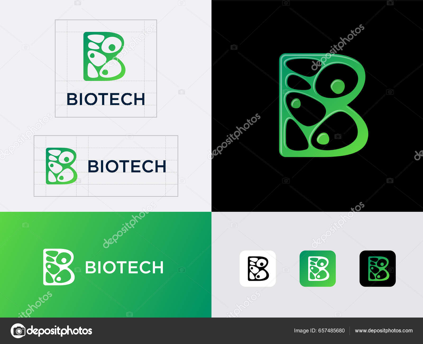 Biotech Logo Letter Structure Cells Microscope Cells Nucleus Identity ...