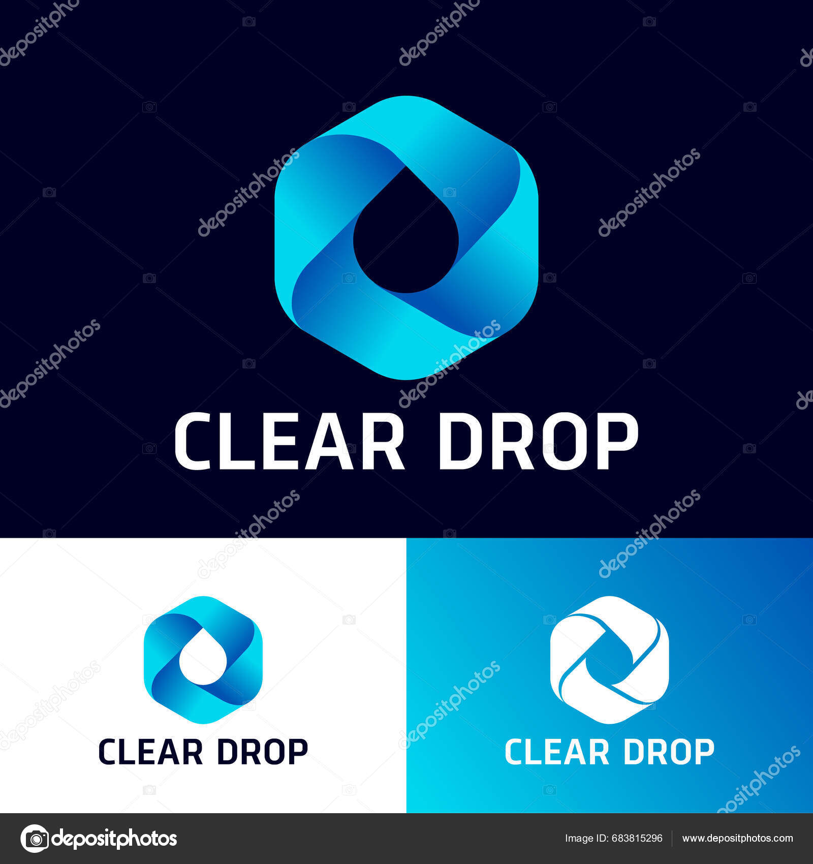 Clear Drop Logo Hexagon Consists Blue Strips Drop Rotation Shape Stock ...