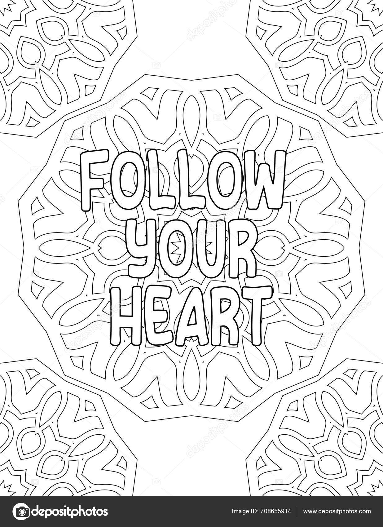 Motivational Coloring Pages Mandala Background Adults Kids Self Love ...