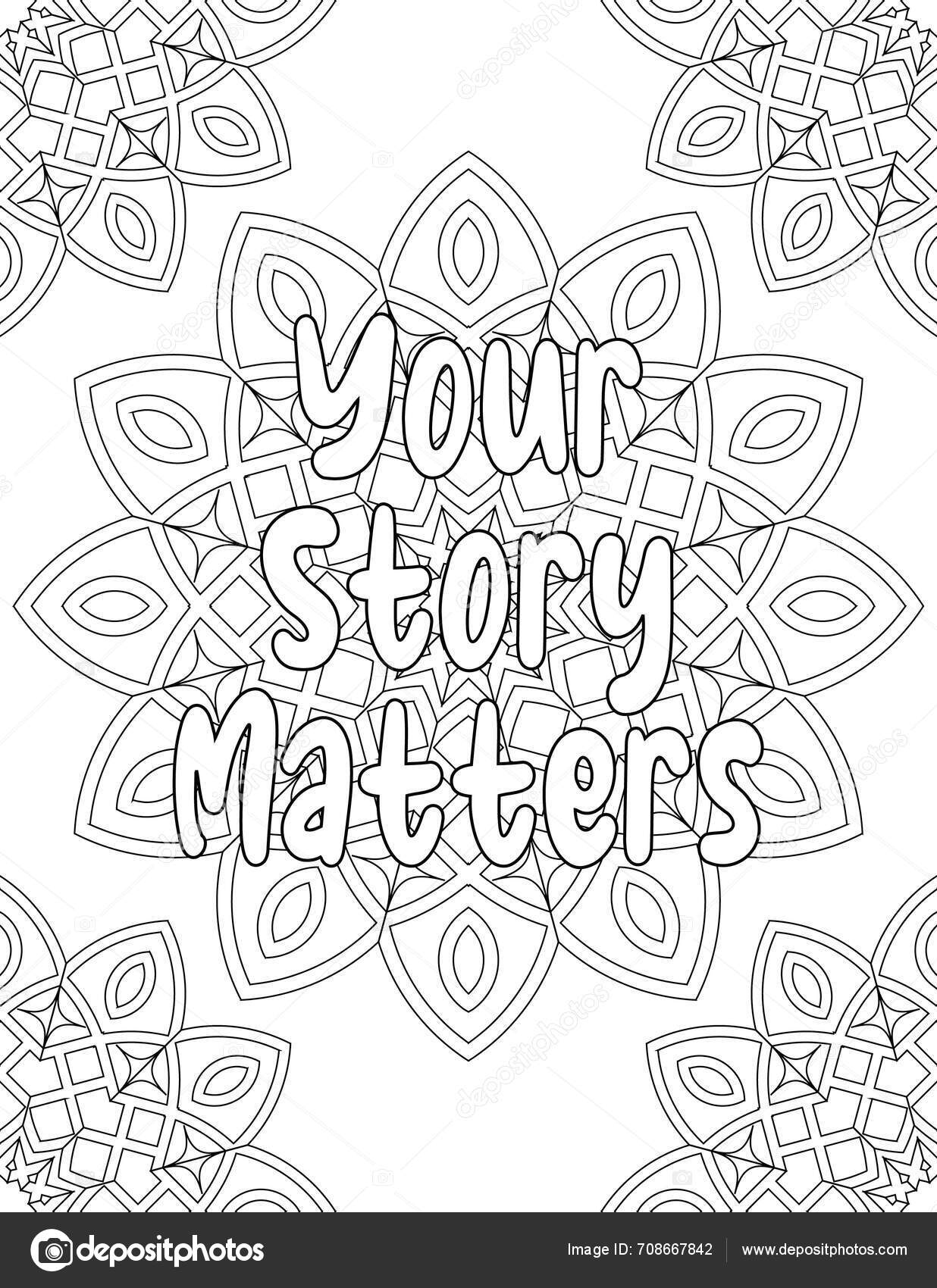 Inspirational Motivational Mandala Coloring Pages Adults Kids Self ...